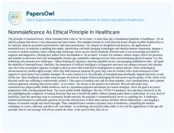 Nonmaleficence As Ethical Principle In Healthcare - Free Essay Example ...