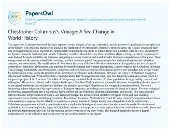 Christopher Columbus's Voyage: A Sea Change in World History - Free ...
