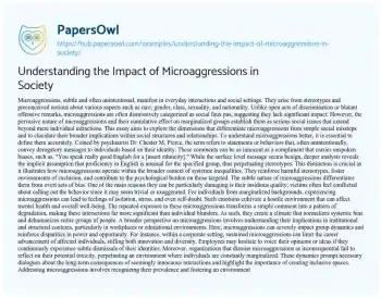 Understanding the Impact of Microaggressions in Society - Free Essay ...