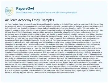 Air Force Academy Essay Examples - Free Essay Example - 1577 Words ...
