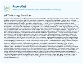 5G Technology Evolution - Free Essay Example - 914 Words | PapersOwl.com