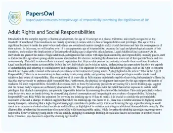 Adult Rights and Social Responsibilities - Free Essay Example - 629 ...