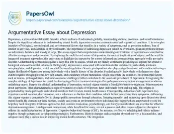 Argumentative Essay about Depression - Free Essay Example - 651 Words ...