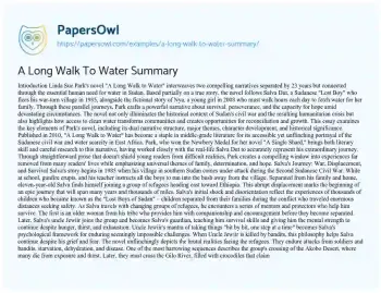A Long Walk To Water Summary - Free Essay Example - 2388 Words ...