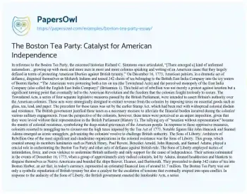 The Boston Tea Party: Catalyst for American Independence - Free Essay ...