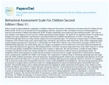 Behavioral Assessment Scale For Children Second Edition ( Basc II ...