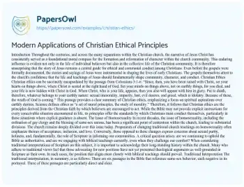 Modern Applications of Christian Ethical Principles - Free Essay Example - 882 Words | PapersOwl.com
