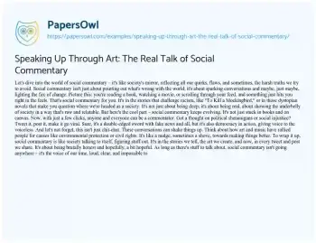 Speaking Up Through Art: The Real Talk of Social Commentary - Free ...