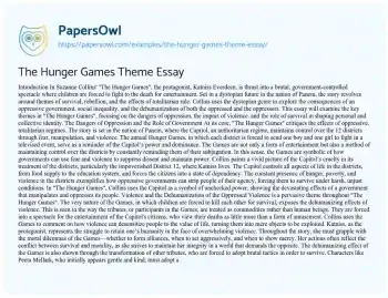 The Hunger Games Theme Essay - Free Essay Example - 1223 Words ...
