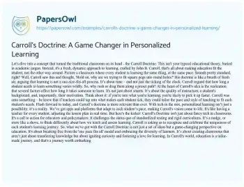 Carroll's Doctrine: A Game Changer in Personalized Learning - Free Essay Example - 447 Words ...