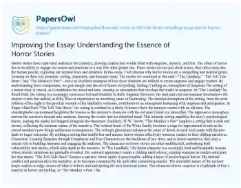 Improving the Essay: Understanding the Essence of Horror Stories - Free ...