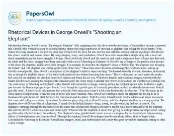 Rhetorical Devices in George Orwell's "Shooting an Elephant" - Free ...