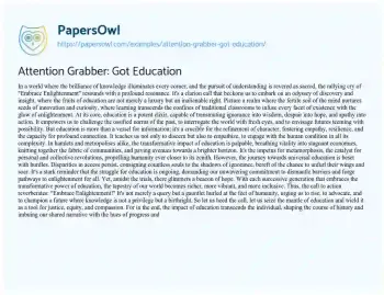Attention Grabber: Got Education - Free Essay Example - 422 Words ...