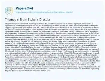 Themes in Bram Stoker's Dracula - Free Essay Example - 893 Words ...