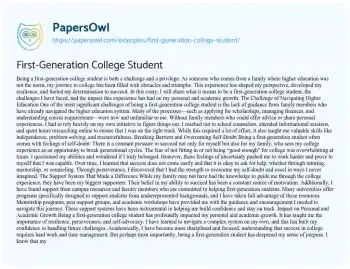 First-Generation College Student - Free Essay Example - 667 Words ...