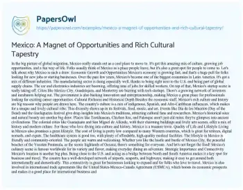 Mexico: A Magnet of Opportunities and Rich Cultural Tapestry - Free ...