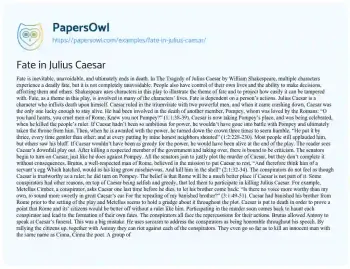 Fate in Julius Caesar - Free Essay Example - 906 Words | PapersOwl.com