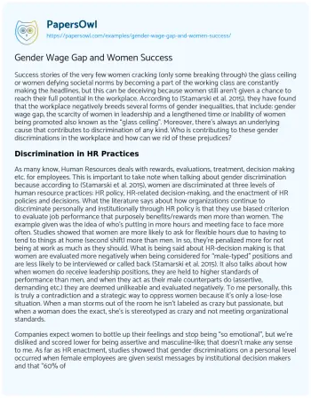 Gender Wage Gap and Women Success - Free Essay Example - 616 Words ...