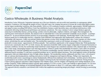 Costco Wholesale: A Business Model Analysis - Free Essay Example - 1908 ...