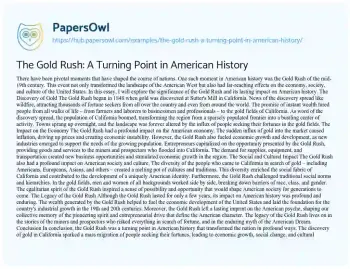 The Gold Rush: A Turning Point in American History - Free Essay Example ...