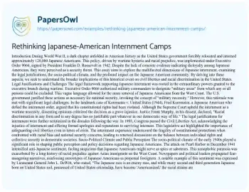 Rethinking Japanese-American Internment Camps - Free Essay Example ...