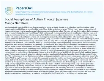 Social Perceptions of Autism Through Japanese Manga Narratives - Free ...
