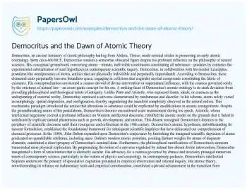 Democritus and the Dawn of Atomic Theory - Free Essay Example - 581 ...