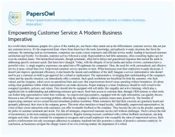 Empowering Customer Service: A Modern Business Imperative - Free Essay ...