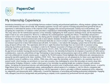 My Internship Experience - Free Essay Example - 880 Words | PapersOwl.com