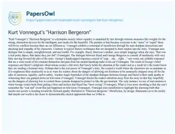 Kurt Vonnegut’s “Harrison Bergeron" - Free Essay Example - 415 Words ...