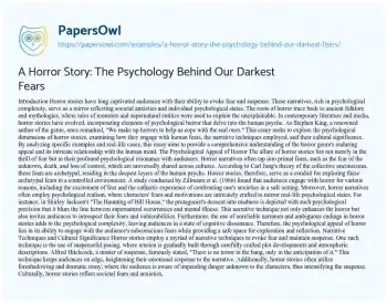 A Horror Story: The Psychology Behind Our Darkest Fears - Free Essay ...