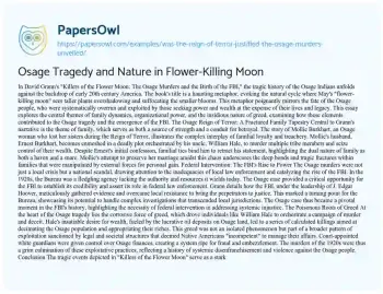 Osage Tragedy and Nature in Flower-Killing Moon - Free Essay Example ...
