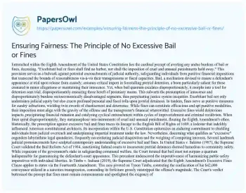 Ensuring Fairness: The Principle of No Excessive Bail or Fines - Free ...