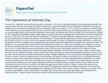 The Importance of Veterans Day - Free Essay Example - 736 Words ...