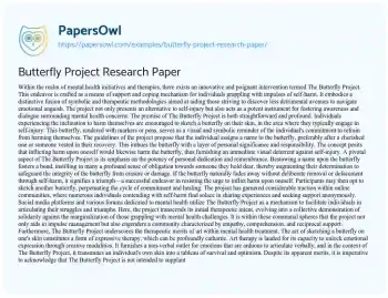 Butterfly Project Research Paper - Free Essay Example - 707 Words ...