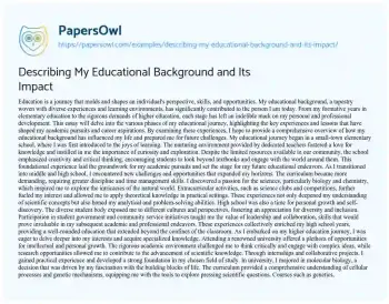 Describing My Educational Background and Its Impact - Free Essay ...