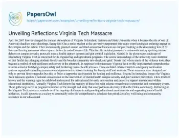Unveiling Reflections: Virginia Tech Massacre - Free Essay Example ...