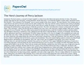 The Hero’s Journey of Percy Jackson - Free Essay Example - 699 Words ...