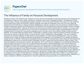The Influence of Family on Personal Development - Free Essay Example ...
