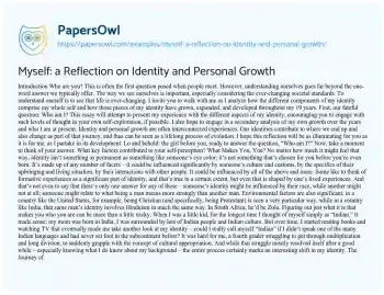 Myself: a Reflection on Identity and Personal Growth - Free Essay ...