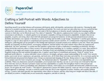 Crafting a Self-Portrait with Words: Adjectives to Define Yourself ...