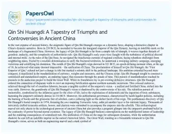 Qin Shi Huangdi: A Tapestry of Triumphs and Controversies in Ancient ...