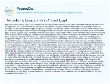 The Enduring Legacy of Ra in Ancient Egypt - Free Essay Example - 587 ...