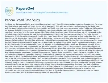 Panera Bread Case Study - Free Essay Example - 638 Words | PapersOwl.com