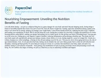 Nourishing Empowerment: Unveiling the Nutrition Benefits of Fasting ...