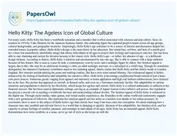 Hello Kitty: The Ageless Icon of Global Culture - Free Essay Example ...
