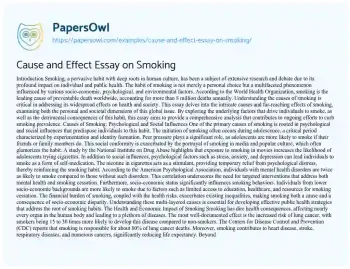 Cause and Effect Essay on Smoking - Free Essay Example - 991 Words ...