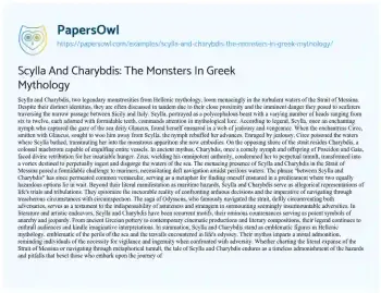 Scylla And Charybdis: The Monsters In Greek Mythology - Free Essay ...