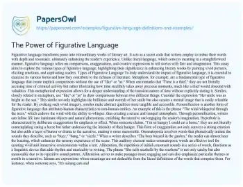 The Power of Figurative Language - Free Essay Example - 788 Words ...