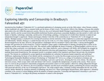 Exploring Identity and Censorship in Bradbury's Fahrenheit 451 - Free ...